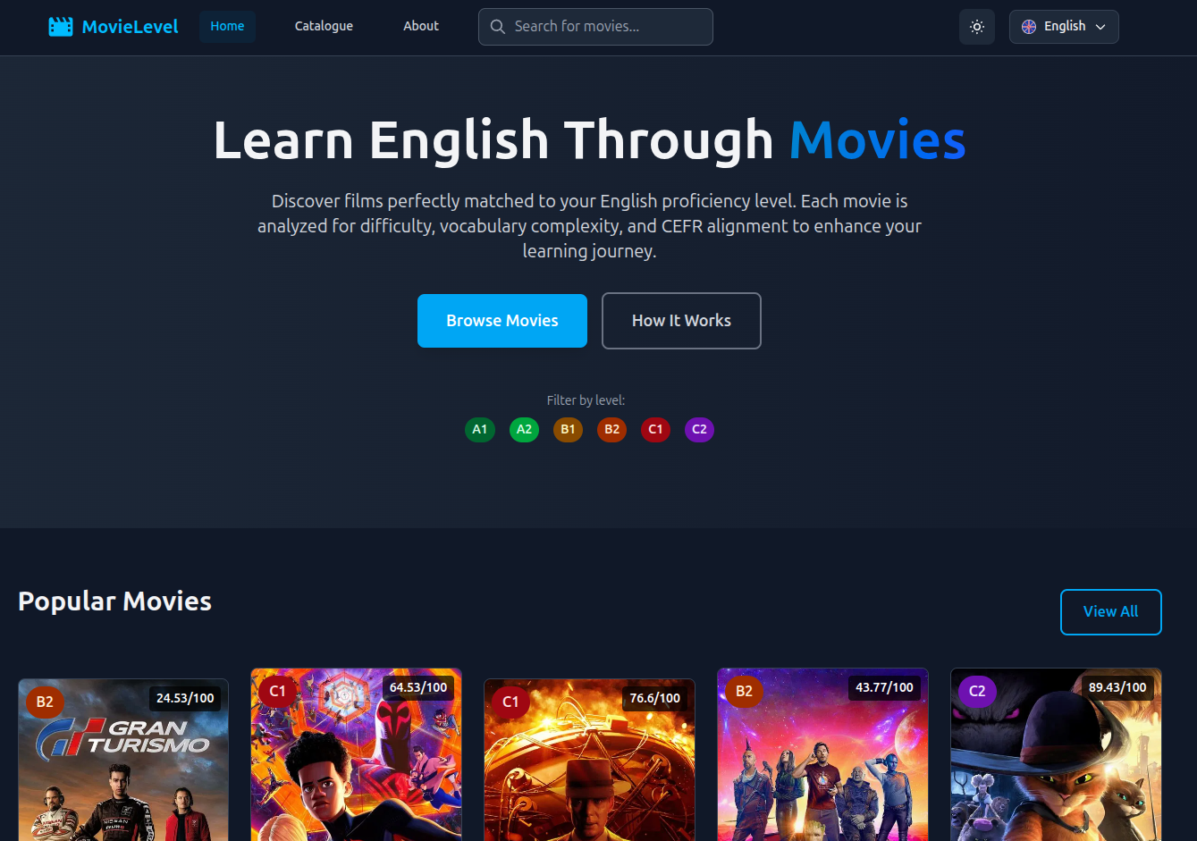 MovieLevel - Find English Movies for Your Learning Level